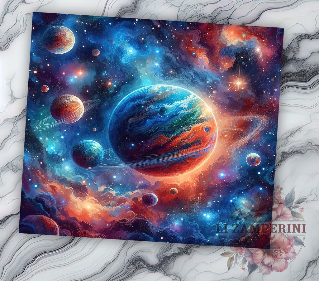Planets Tumbler Wrap, Galaxy Design PNG, Constellation Tumbler ...