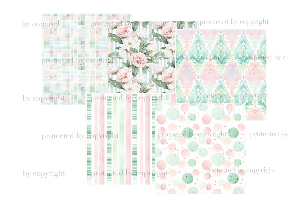 Planner Girl Digital Papers | Pastel Color Pattern Bundle - So Fontsy