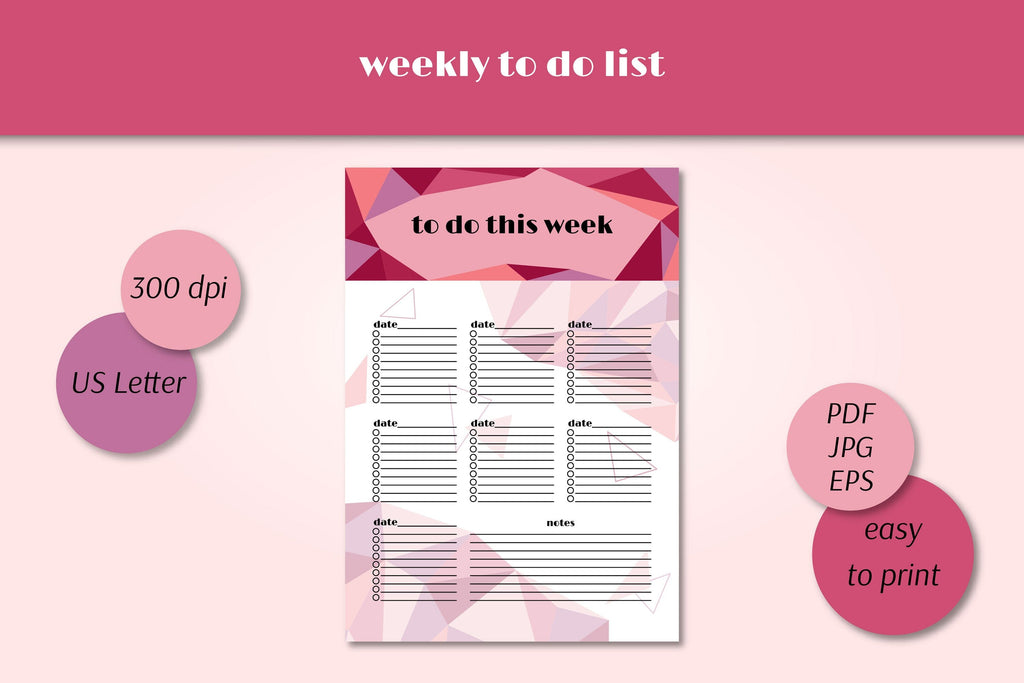 Planner Template Printable A5 Daily Weekly To Do List Page - So Fontsy