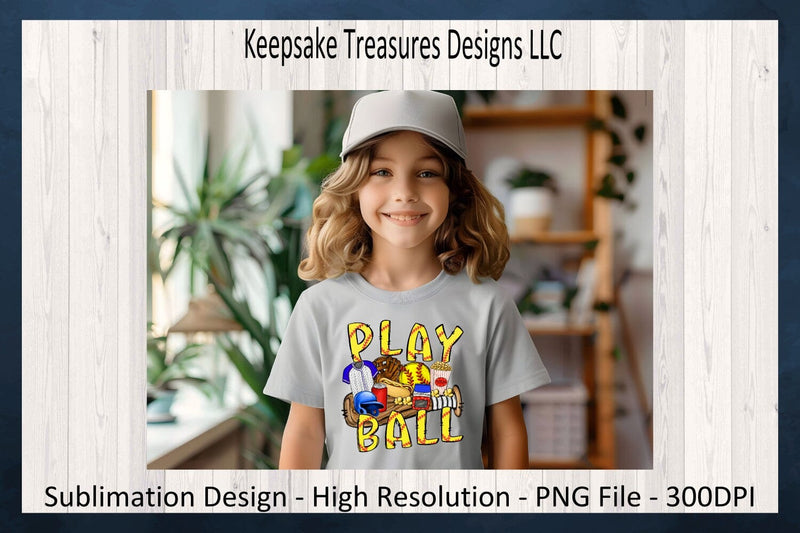 Play Ball Softball, Hand Drawn Sublimation PNG, Spring Sport ...