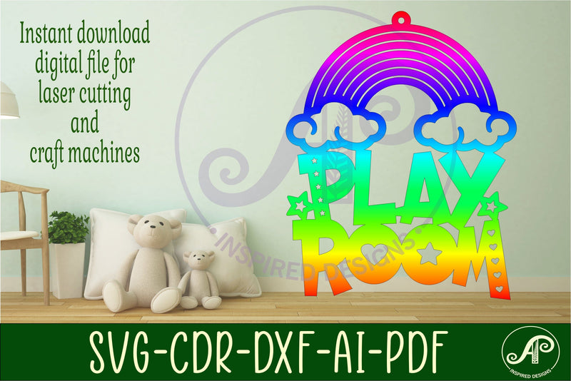 Play room rainbow sign svg laser cut file - So Fontsy