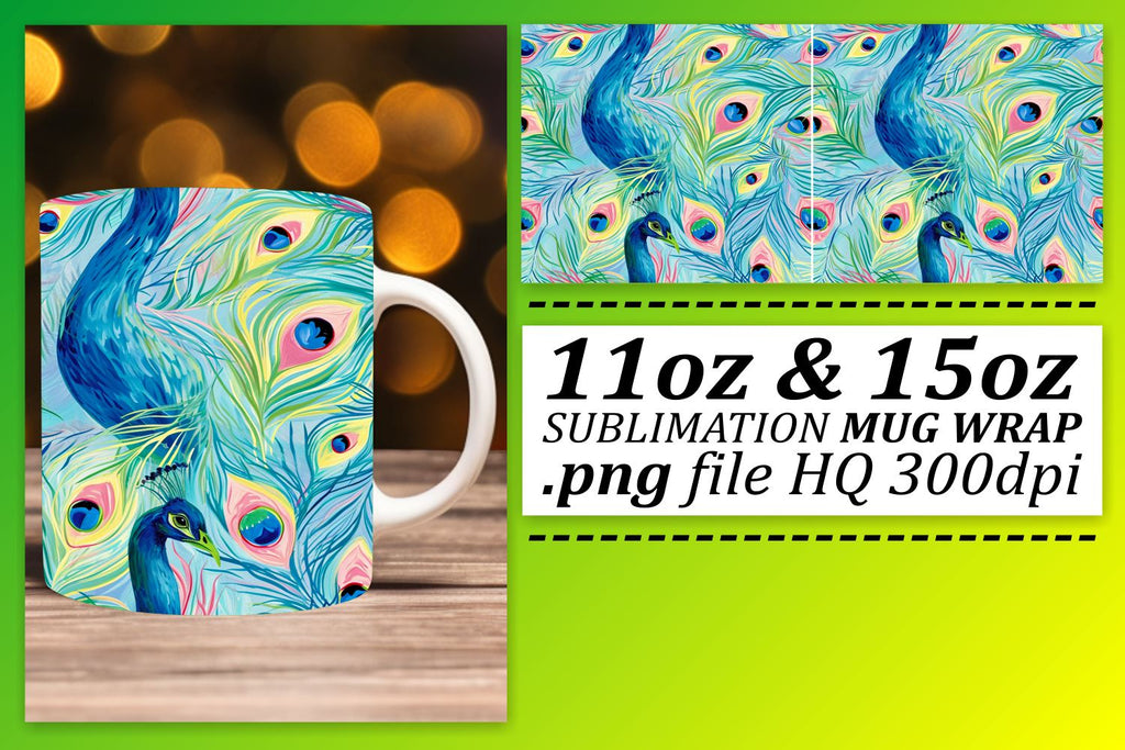 Playful Feather Pattern Mug Sublimation: 11oz 15oz Joyful Elegance - So ...