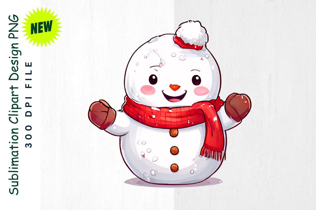 Playful Snowman Throwing Snowball Sublimation Clipart - So Fontsy