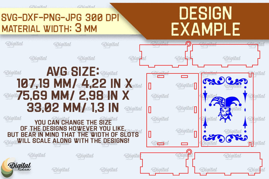 Playing Card Holder SVG. Box for Poker Cards Laser Cut. Tarot Card Box ...
