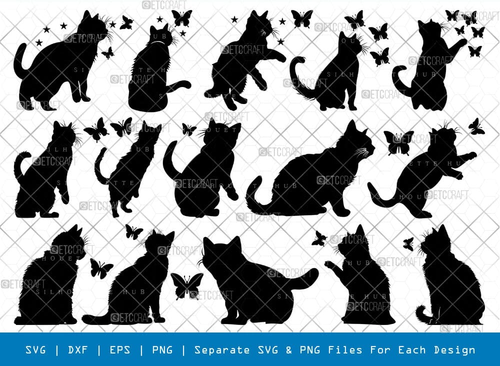 Playing Cat Svg Cricut Cut Files Png Bundle, SB01146 - So Fontsy