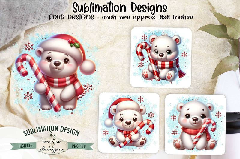 Polar Bears Candy Canes Sublimation Designs | Christmas PNG - So Fontsy