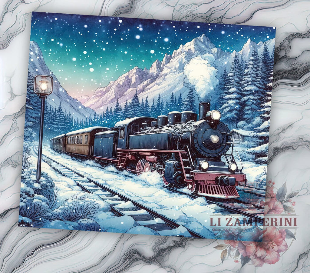 Polar Express Blue Train Christmas 20oz Tumbler Wrap PNG, Blue Train ...