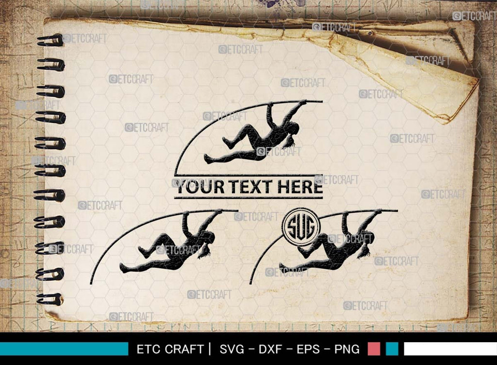 Pole Vault Monogram, Pole Vault Silhouette, Pole Vault SVG, Sports Svg ...