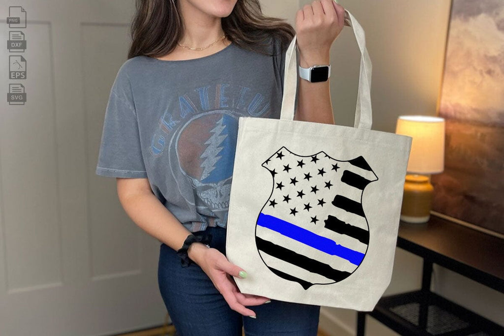 Police Badge Blue Line Flag Svg, American Flag, Thin Blue Line, Police ...