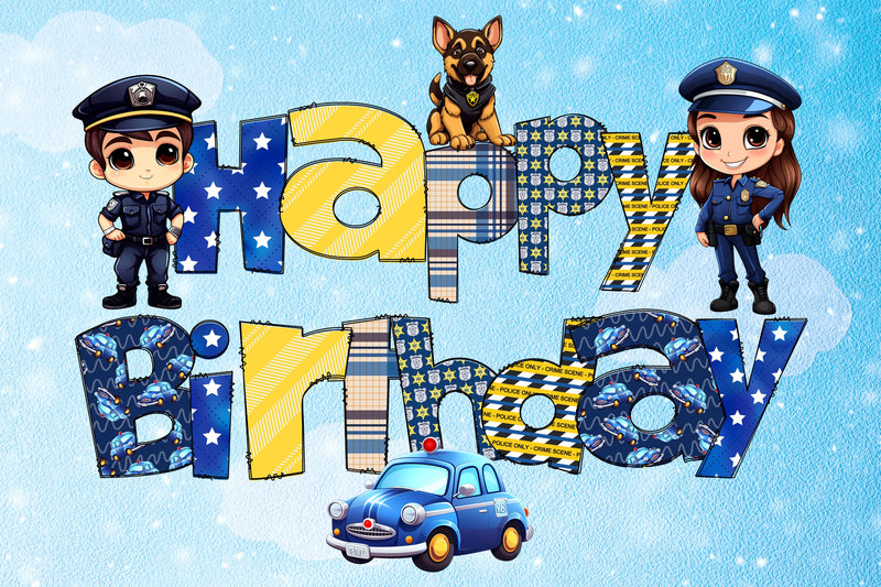 Police Doodle Alphabet, Police Officer Doodle Alpha Set PNG - So Fontsy