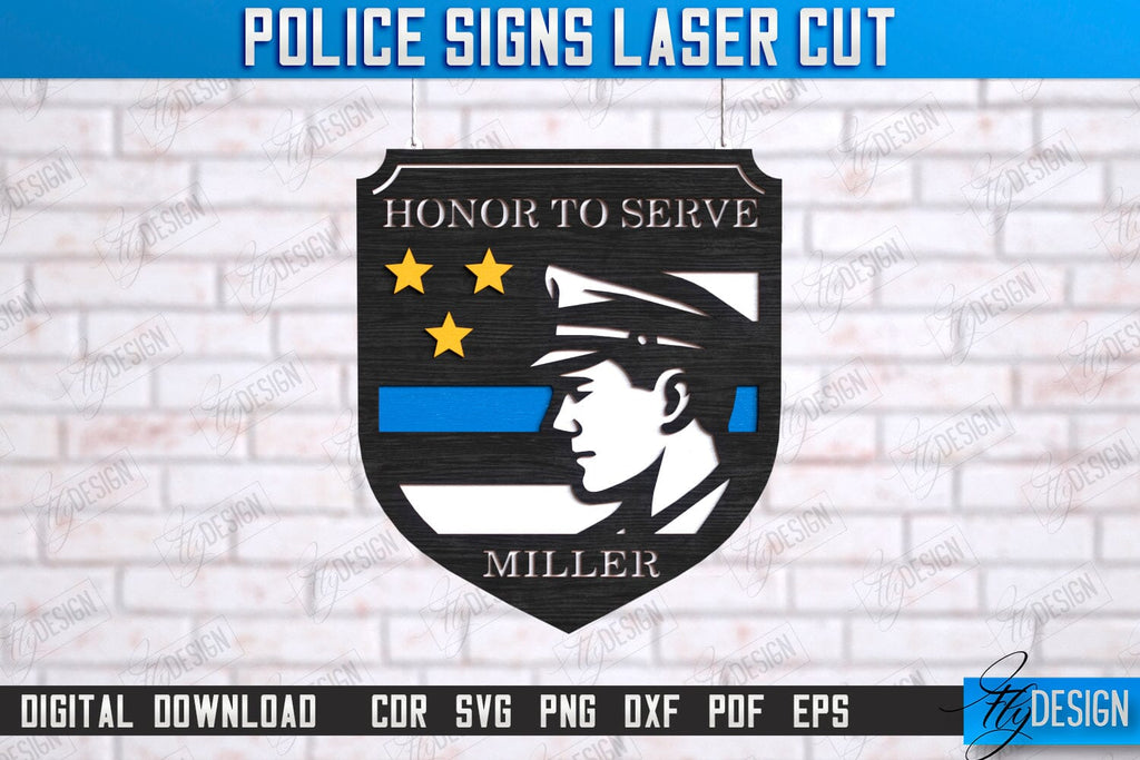 Police Signs Laser Cut Budle | Wall Signs | Police Officer | Wall ...