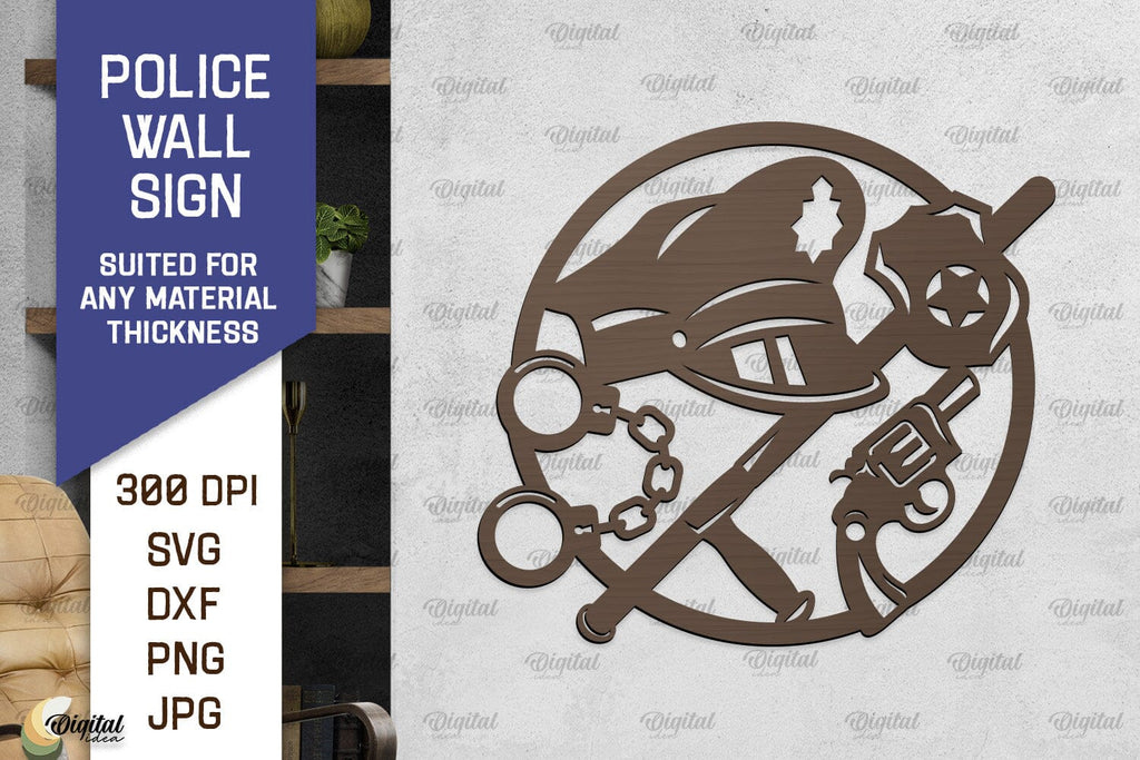 Police Wall Sign Laser Cut. Policeman Sign SVG - So Fontsy
