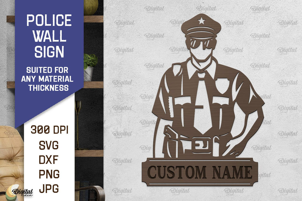 Police Wall Sign Laser Cut. Policeman Sign SVG - So Fontsy