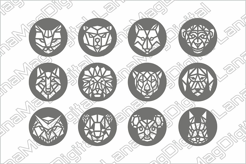 Polygon Animal coasters svg Round Geometric coasters dxf - So Fontsy