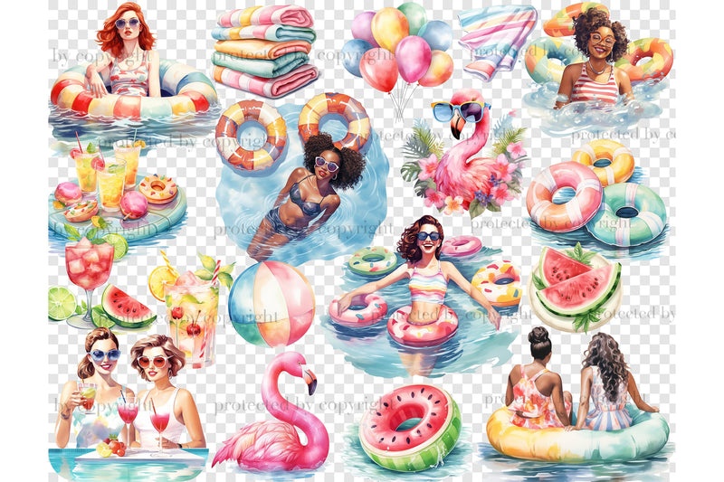 Pool Party Clipart | Summer Party PNG Bundle - So Fontsy