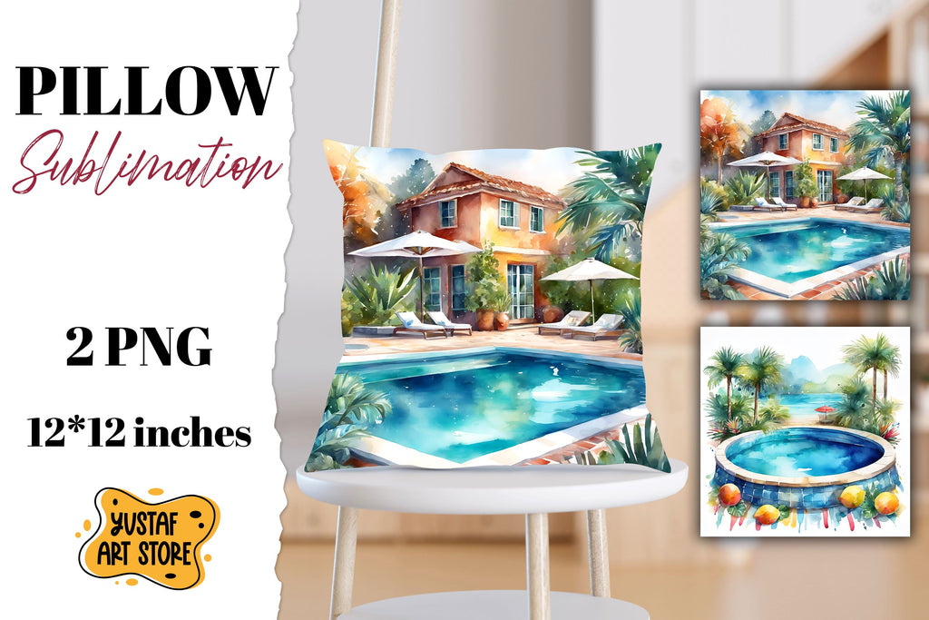 Pool pillow sublimation. 2 summer pillow design - So Fontsy