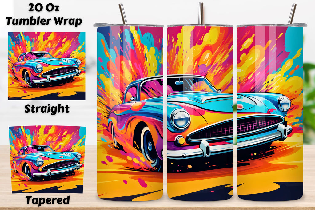 Pop Cars Tumbler Wrap, Sublimation Design, 20oz Skinny, Cars Tumbler ...