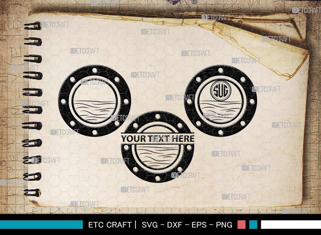 Porthole Monogram, Porthole Silhouette, Porthole SVG, Cruise Svg, Crui ...