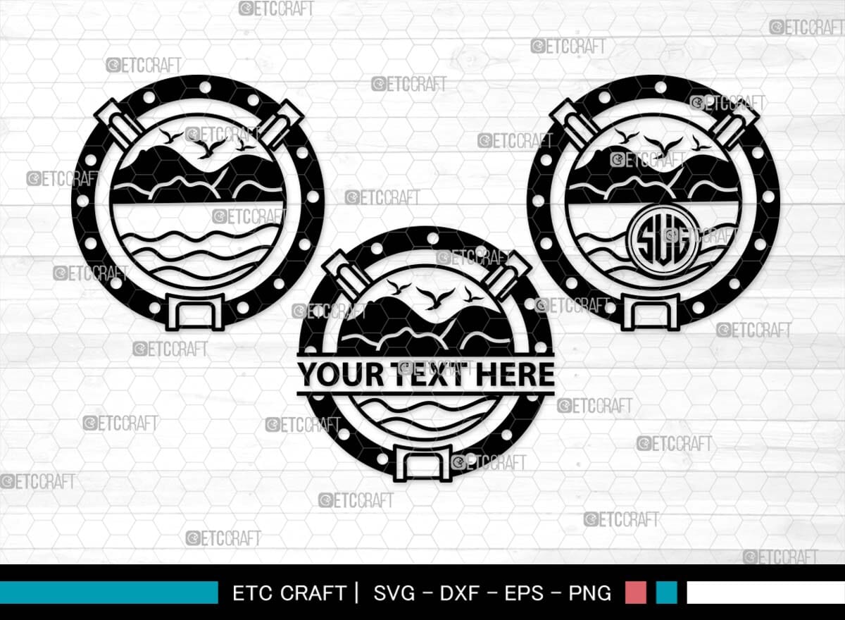 Porthole Monogram, Porthole Silhouette, Porthole SVG, Cruise Svg ...