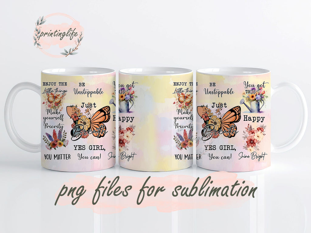 Positive Affirmations Mug Wrap Design, Instant Digital Design Download ...