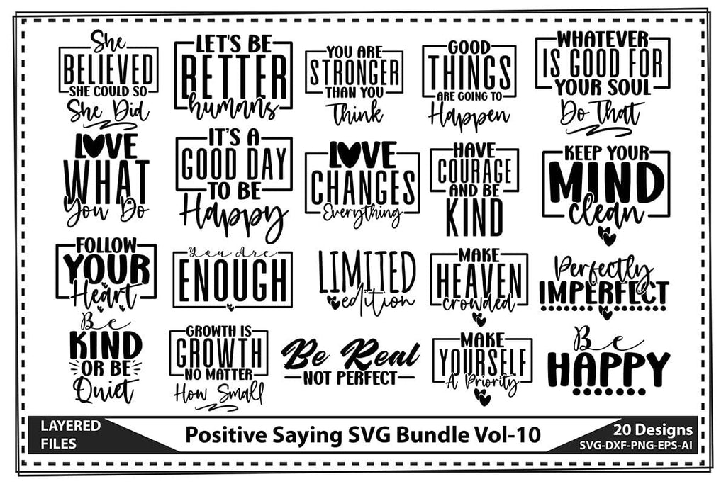 Positive Saying SVG Bundle Vol-10 - So Fontsy