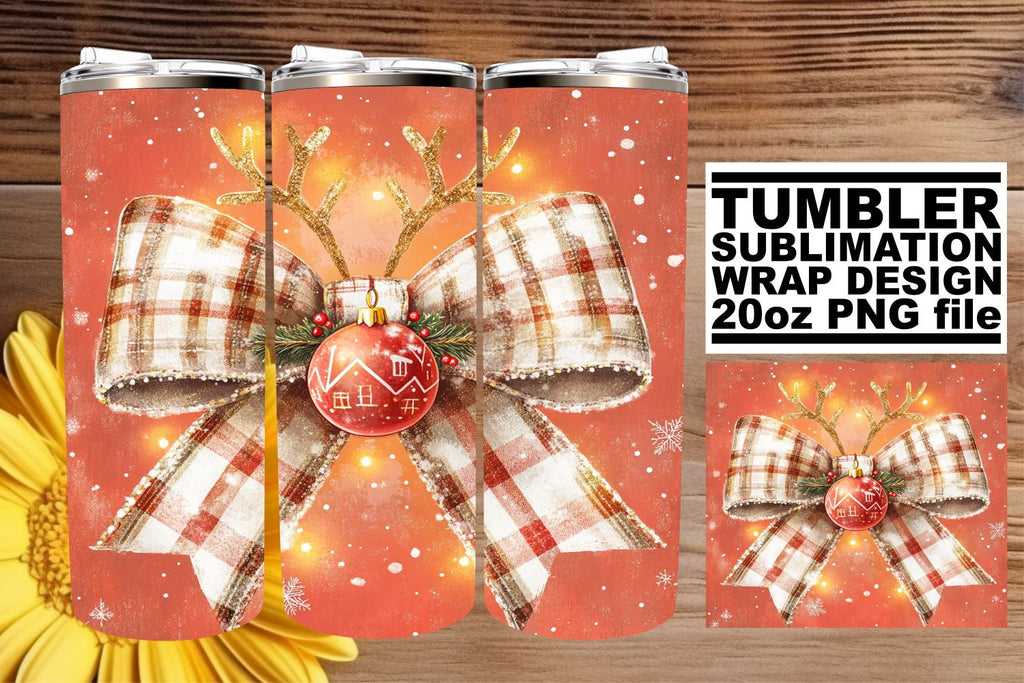 Premium tumbler wrap, designed for crisp visuals! , Christmas Bow - So ...