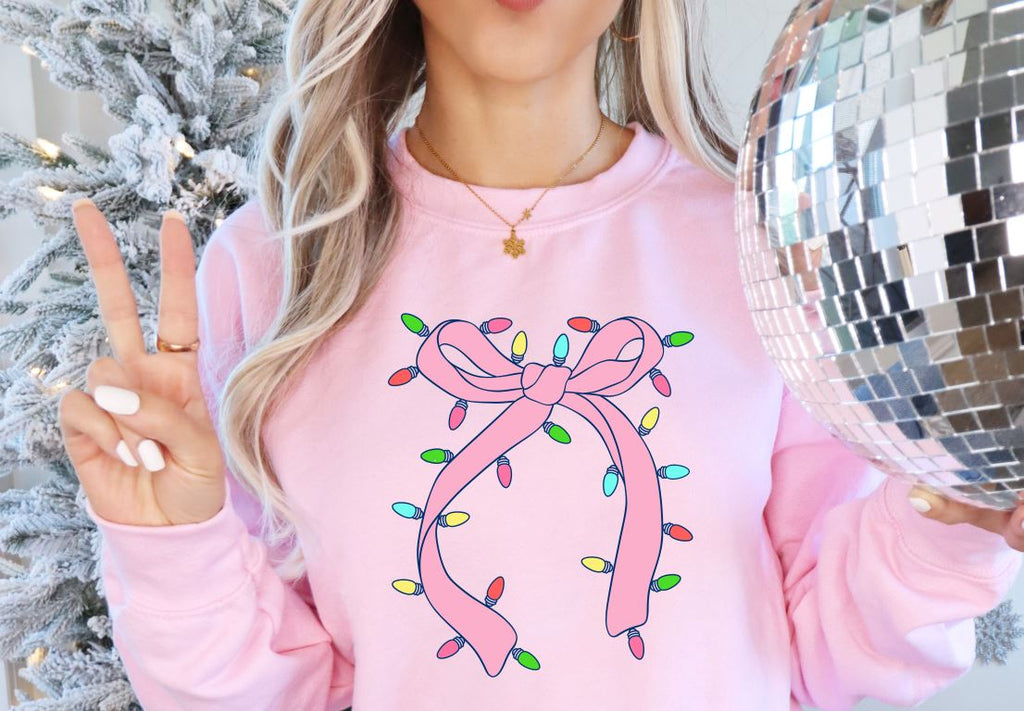 Preppy Christmas Lights Coquette Bow - So Fontsy