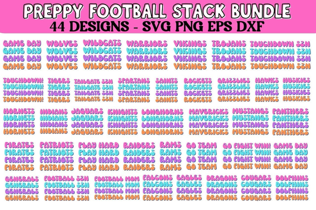 Preppy Football SVG Bundle for DIY Sports Projects | 44 Designs - So Fontsy