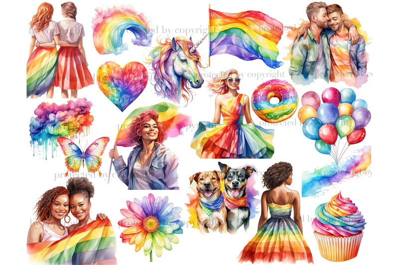 Pride Clipart Bundle | LGBTQ Illustration - So Fontsy