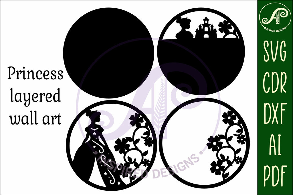 Princess layered wall sign svg laser cut file - So Fontsy