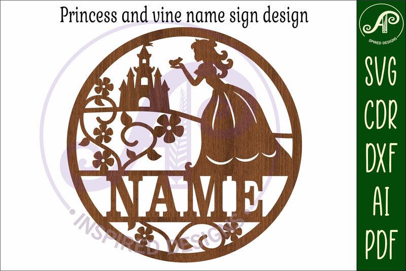 Princess name sign svg laser cut template - So Fontsy