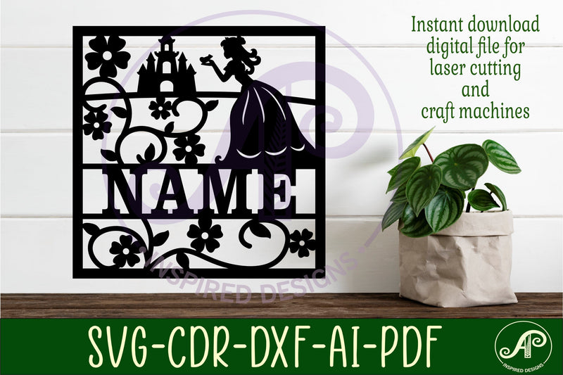 Princess name sign svg laser - So Fontsy