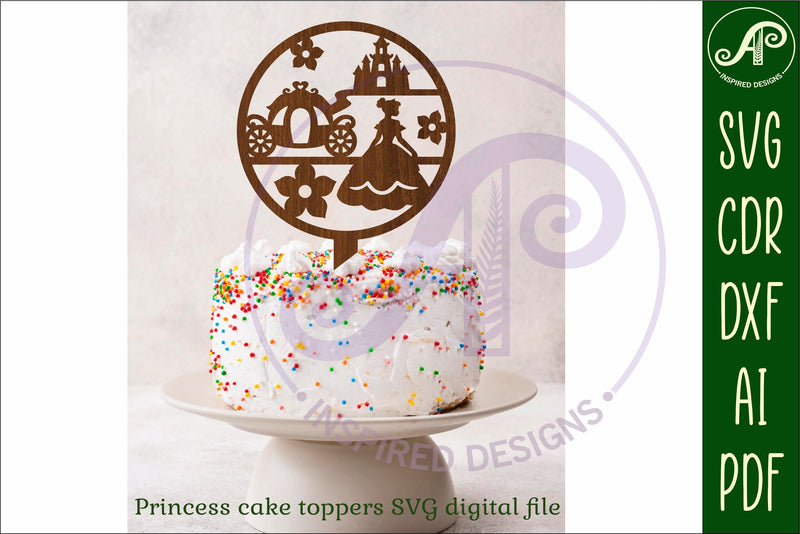 Princess scene cake topper SVG laser cut - So Fontsy
