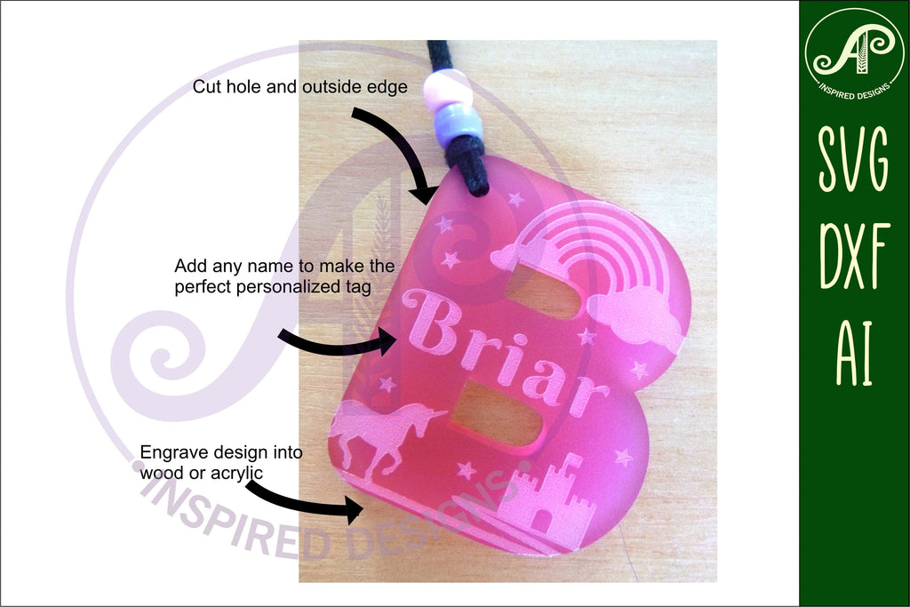 Princess theme tag letter designs keychain DIGITAL SVG - So Fontsy