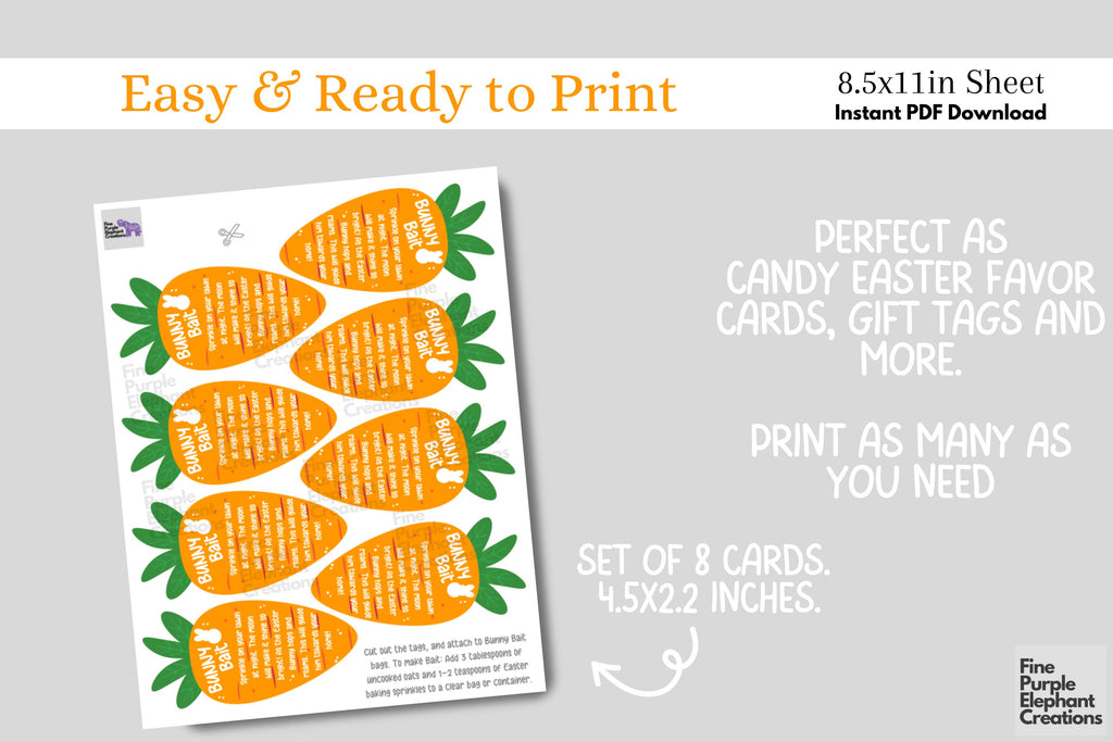Printable Easter Bunny Bait Digital Paper Cards | Kid Favor Activity ...