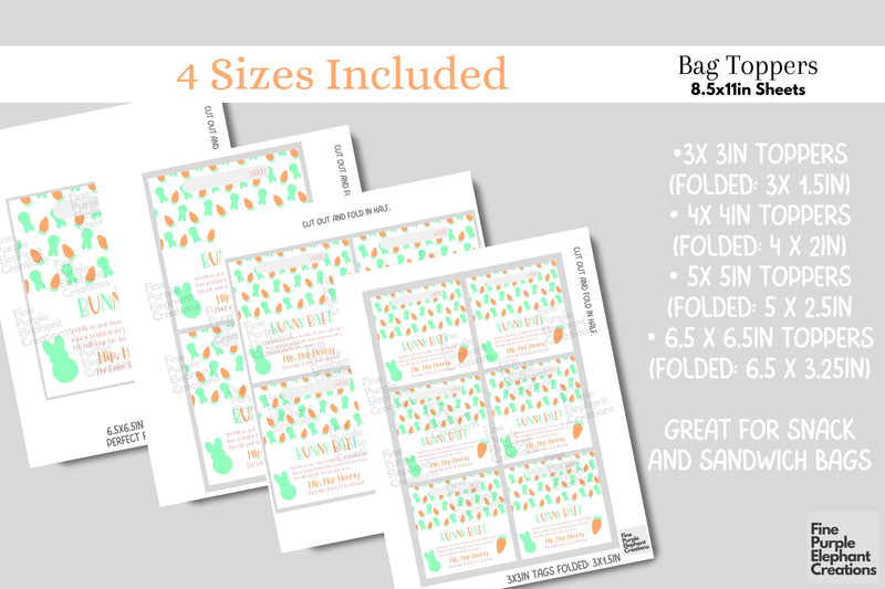 Printable Easter Bunny Bait Treat Bag Topper Favor - So Fontsy