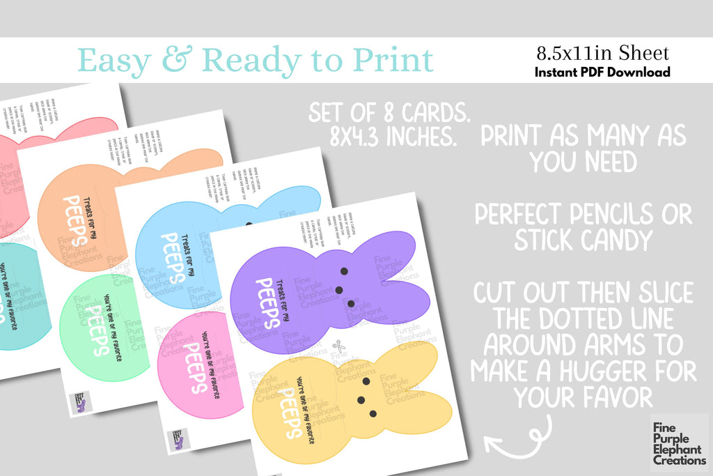 Printable Easter Bunny Candy Hugger Digital Paper Cards | Treat Holder ...