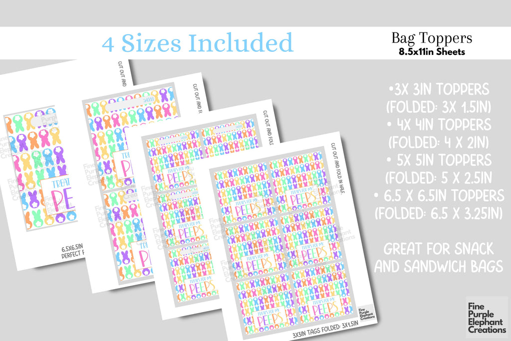Printable Easter Bunny Peeps Treat Bag Topper Favor - So Fontsy