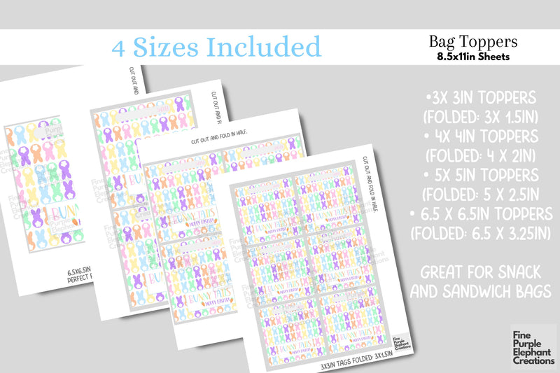 Printable Easter Bunny Tail Treat Bag Topper Favor - So Fontsy
