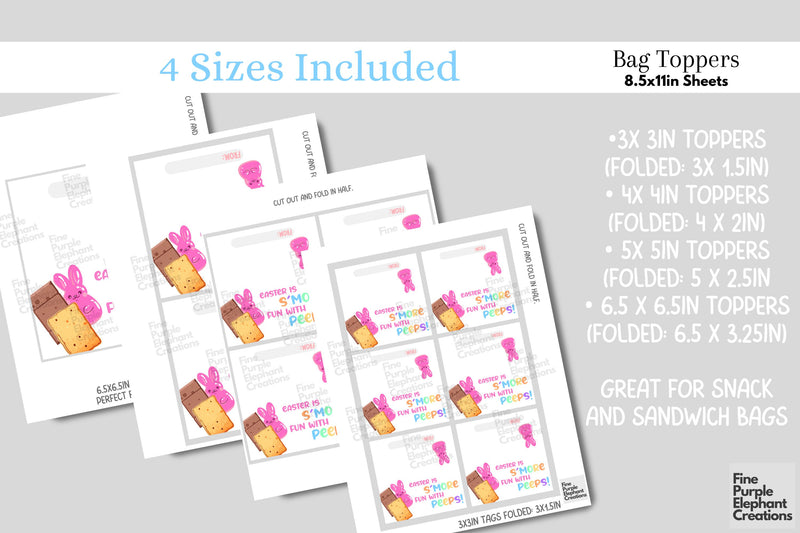 Printable Easter Peep S'mores Treat Bag Topper Favor - So Fontsy