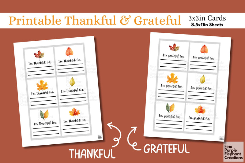 Printable Fall Thanksgiving Thankful Cards - So Fontsy
