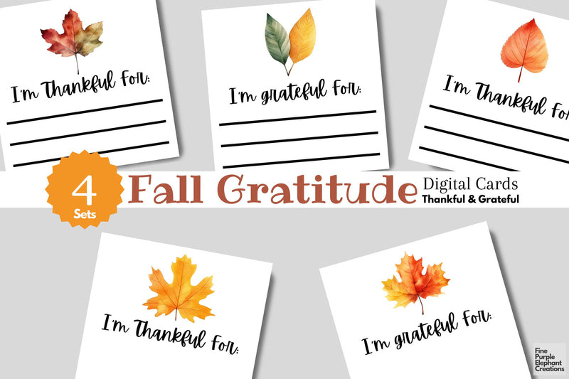Printable Fall Thanksgiving Thankful Cards - So Fontsy