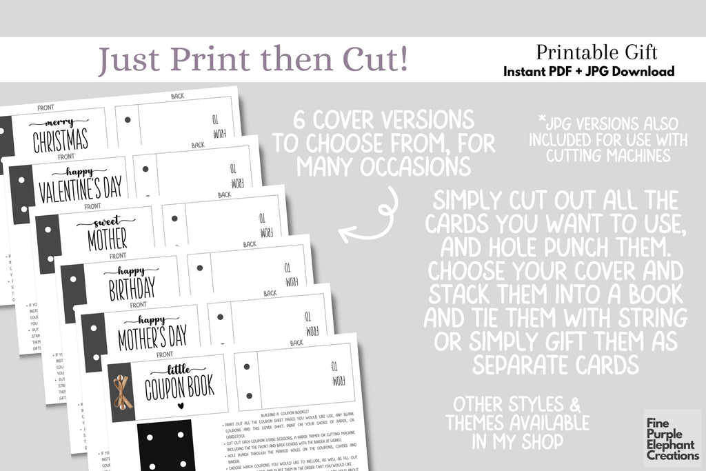 Printable Farmhouse Mother's Day Digital Coupon Book Cards - So Fontsy