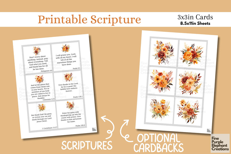 Printable Floral Thanksgiving Scripture Cards - So Fontsy