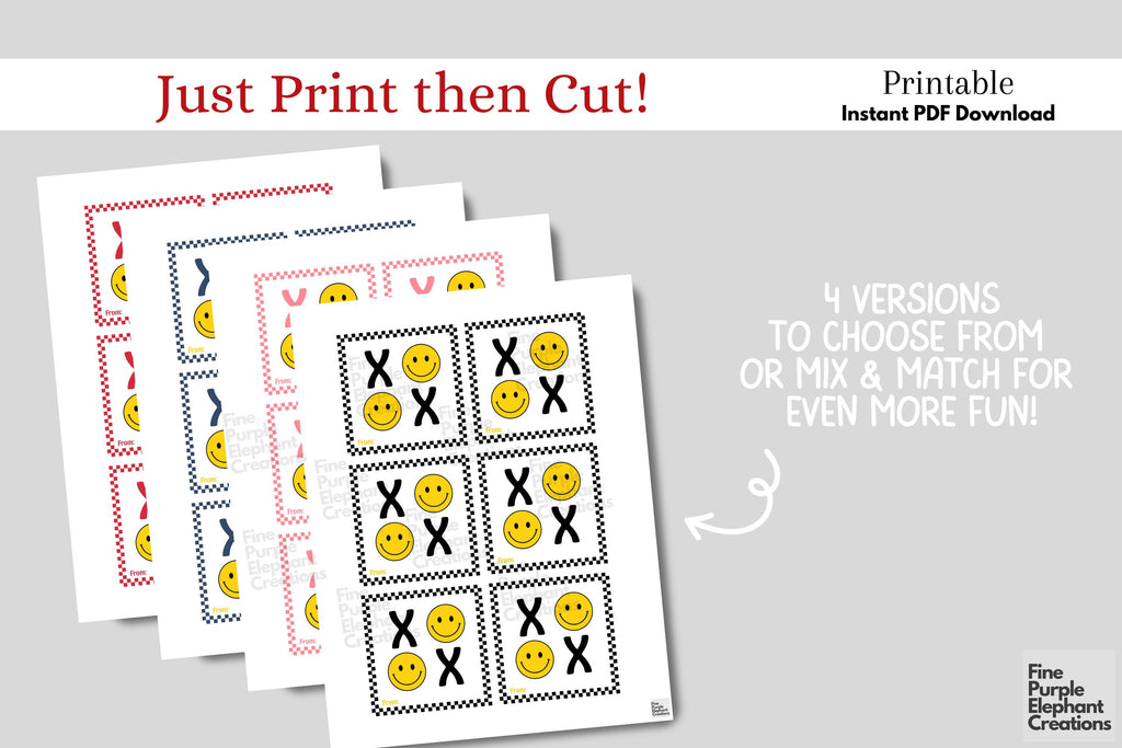Printable Kid Smiley Face XOXO Valentine Digital Paper Card - So Fontsy