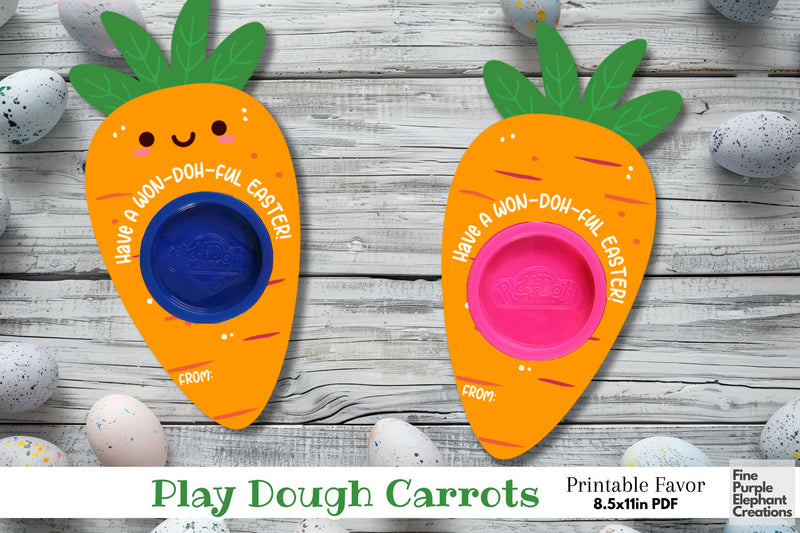 Printable Play Dough Bunny Carrots Easter Digital Paper Cards - So Fontsy