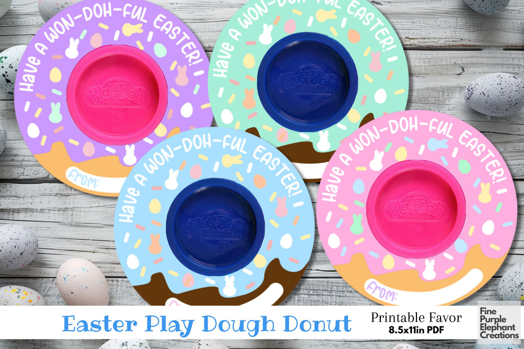 Printable Play Dough Donut Easter Digital Paper Cards - So Fontsy