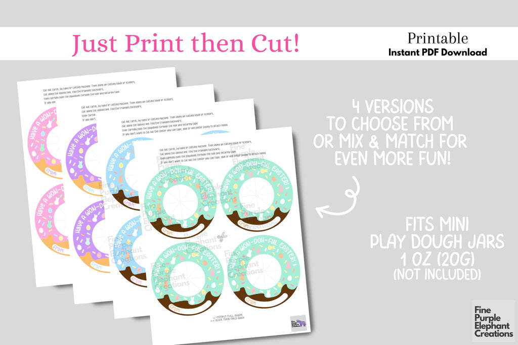 Printable Play Dough Donut Easter Digital Paper Cards - So Fontsy