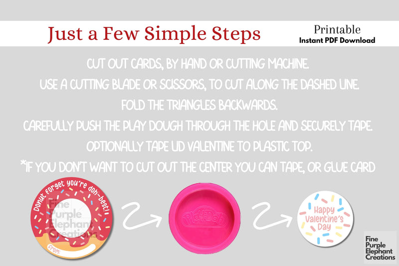 Printable Play Dough Donut Valentine | Mini Playdoh Non-Candy Favors ...