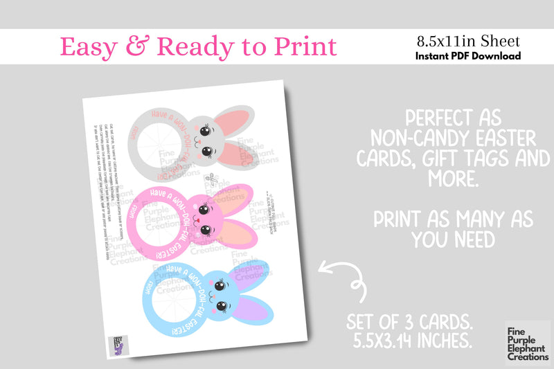 Printable Play Dough Easter Bunny Digital Paper Playdoh Cards - So Fontsy